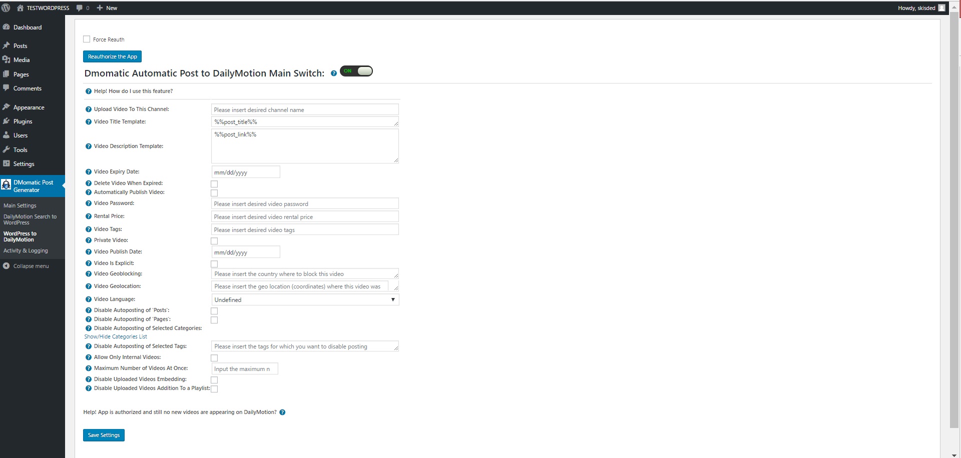 DMomatic Automatic Post Generator and Dailymotion Auto Poster Plugin for WordPress by CodeRevolution